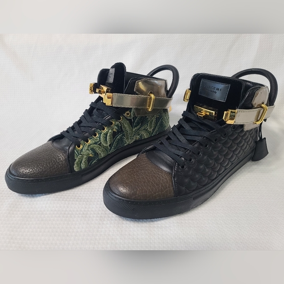 Buscemi | Shoes | Rare Buscemi Palm Treeblack Leather Sneakers Gold ...